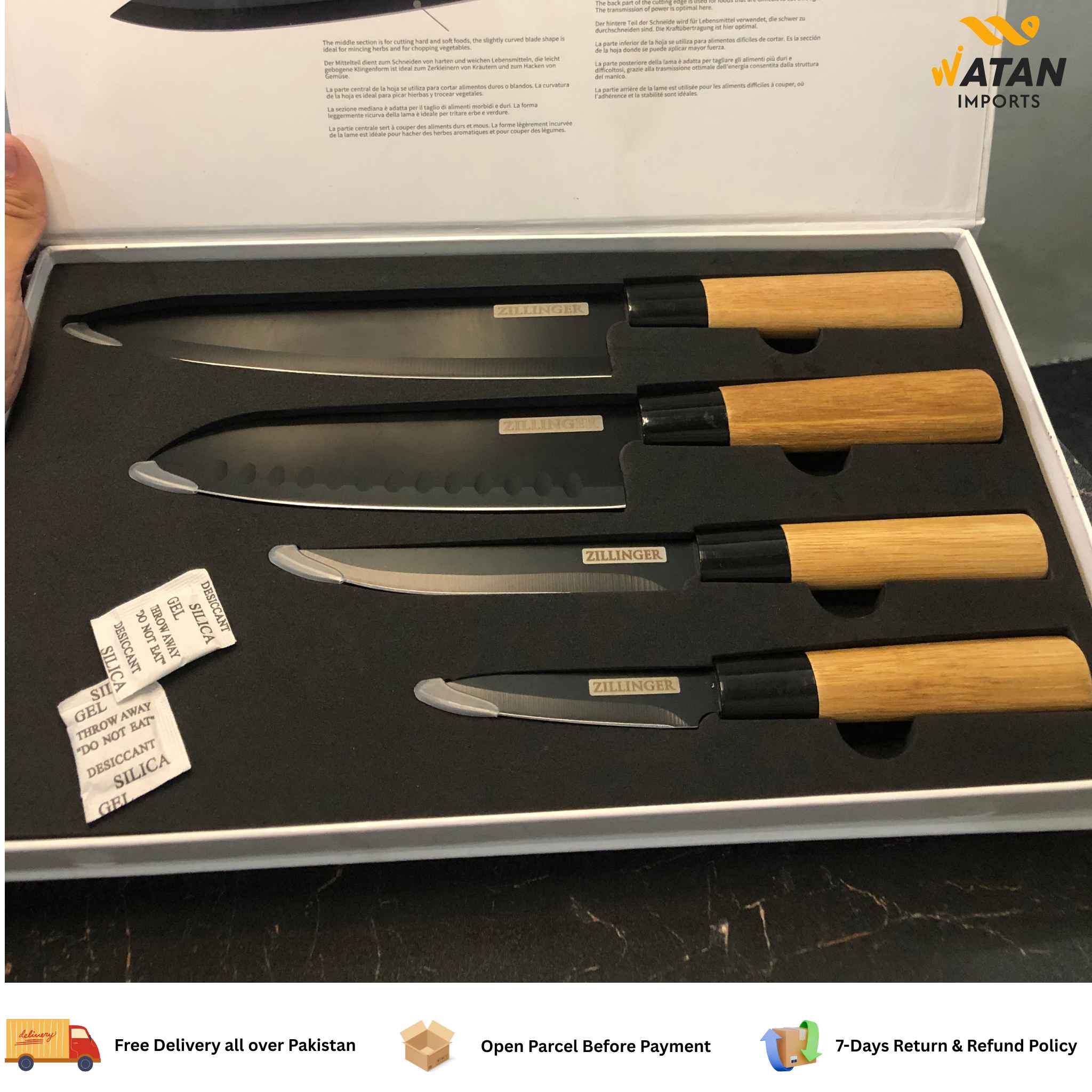Zillinger Japanese 4-Piece Knife Set -Precision Crafted for Masterful ...