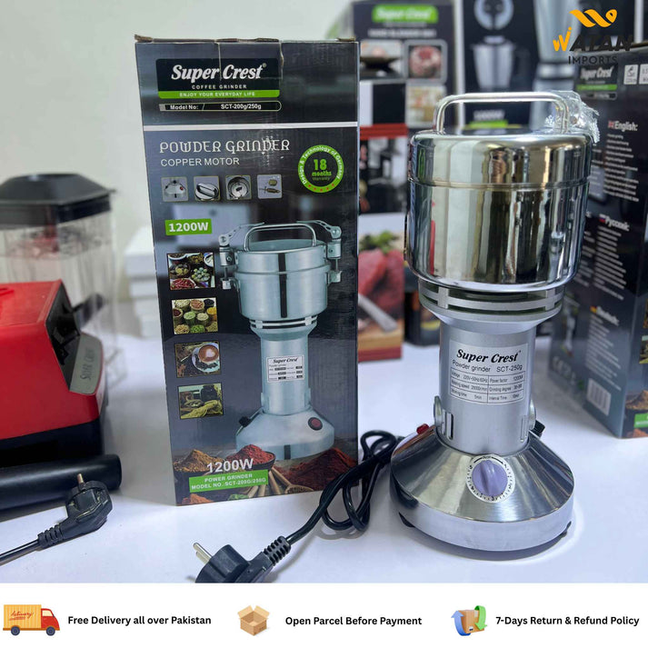 Super Crest 250g Electric Powder Grinder | High-Speed Dry Spice & Grai ...