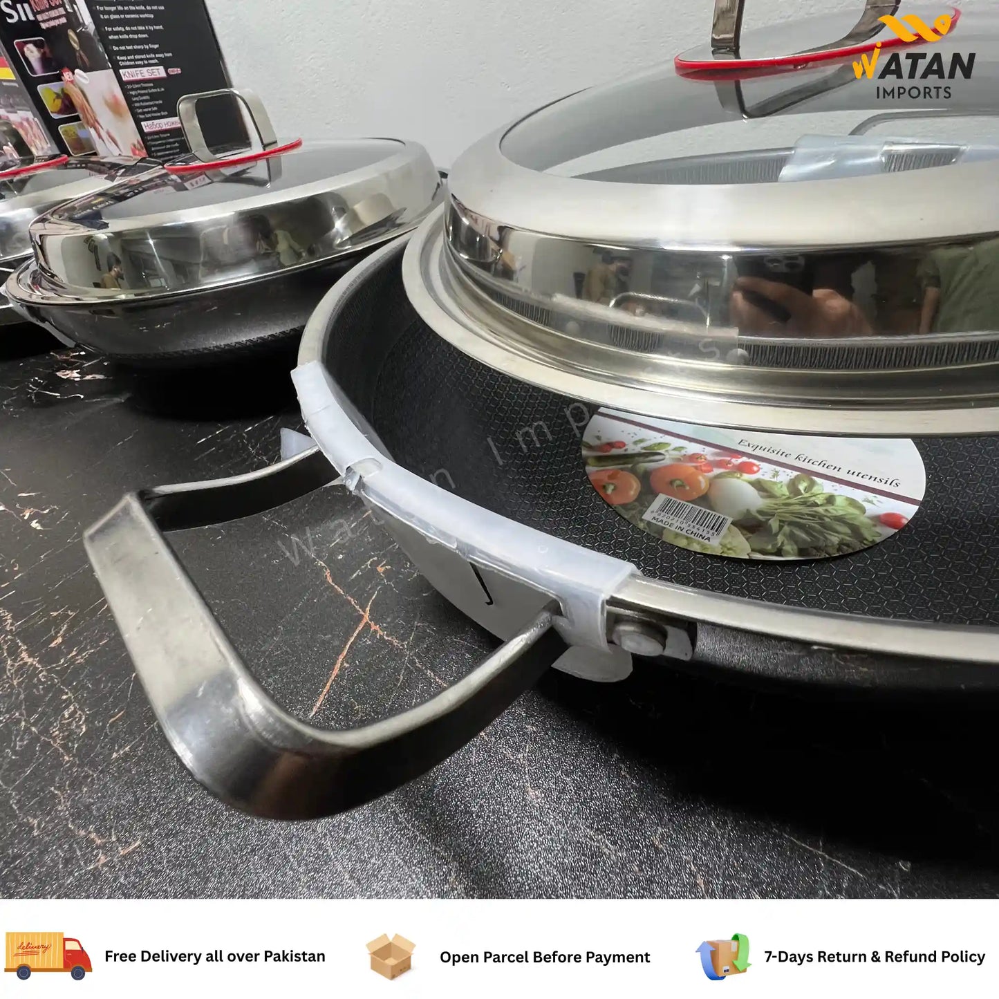 Heavy Duty Lazer Coated Karahi Pan | Non-Stick & Easy to Clean – Watan ...